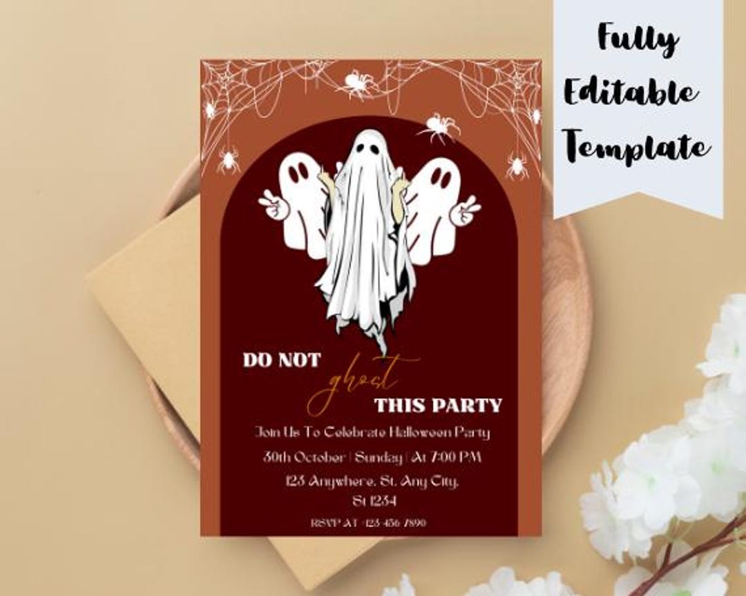 Editable Halloween Invitation Template, Ghost Halloween Invitation, Don ...
