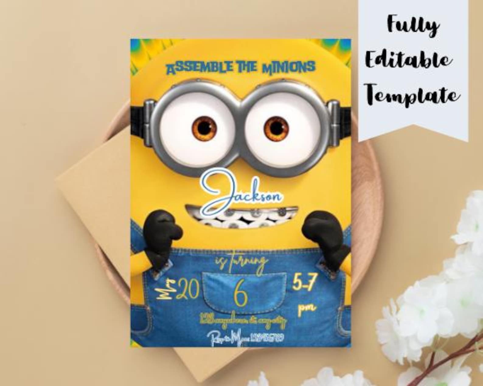 Minions Birthday Invitation Template Cute Yellow Minion Birthday Party ...
