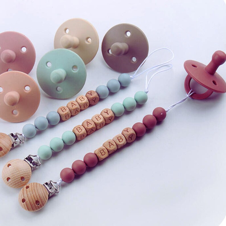 Custom Baby Pacifier, Personalized Pacifier Clip and Rattle, Pastel ...