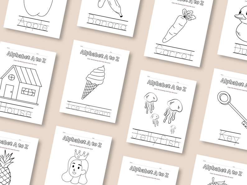 Alphabet A to Z Worksheet - Prek - Kindergarten- Practice Learning and ...