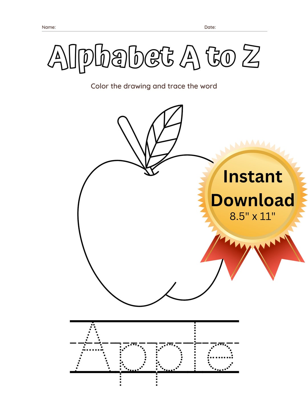 Alphabet A to Z Worksheet - Prek - Kindergarten- Practice Learning and ...