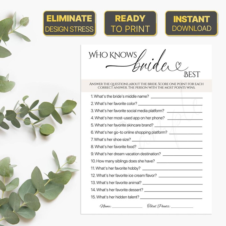 Bridal Shower Who Knows the Bride Best Wedding Shower Who Knows the ...