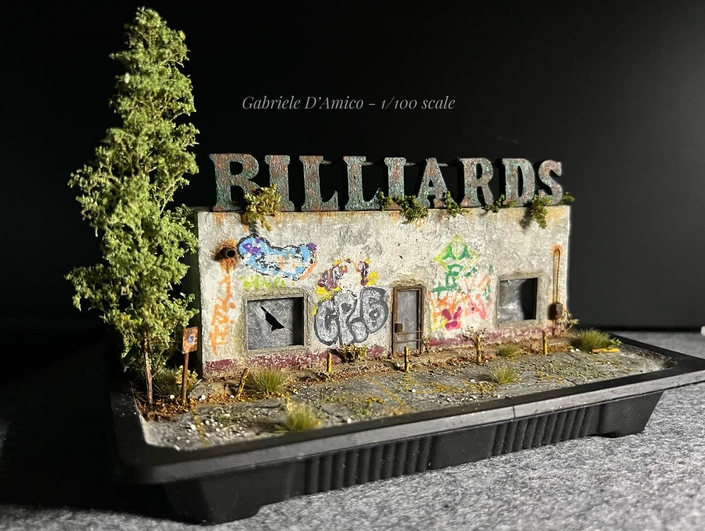 Abandoned Billiards Hall Diorama DIY Miniature Vintage Shop Graffiti ...