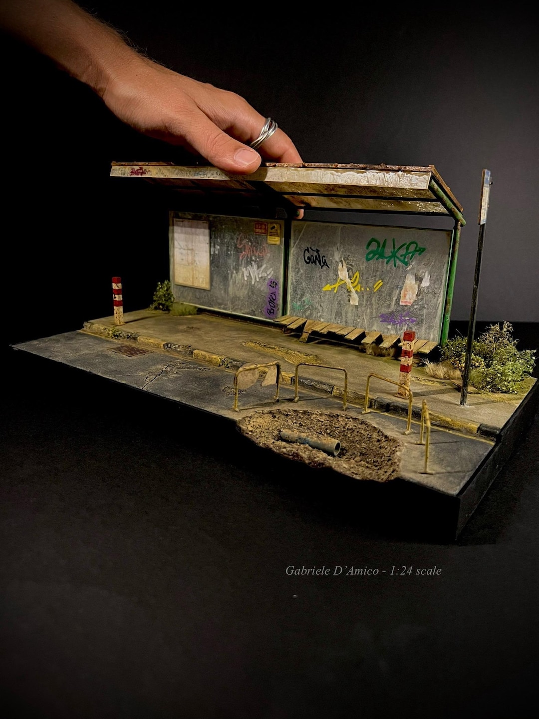Haunting Abandoned Bus Stop Diorama - Hyper Realistic Miniature Display ...