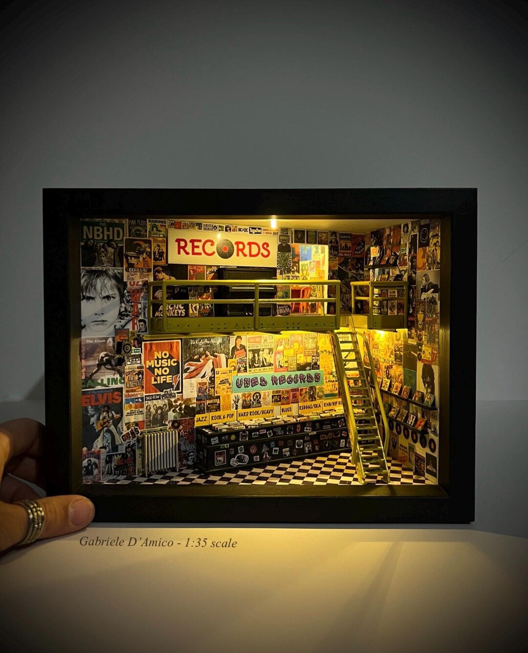 Vinyl Record Art Book Nook - Music Art Framed- Handmade Creation - Etsy