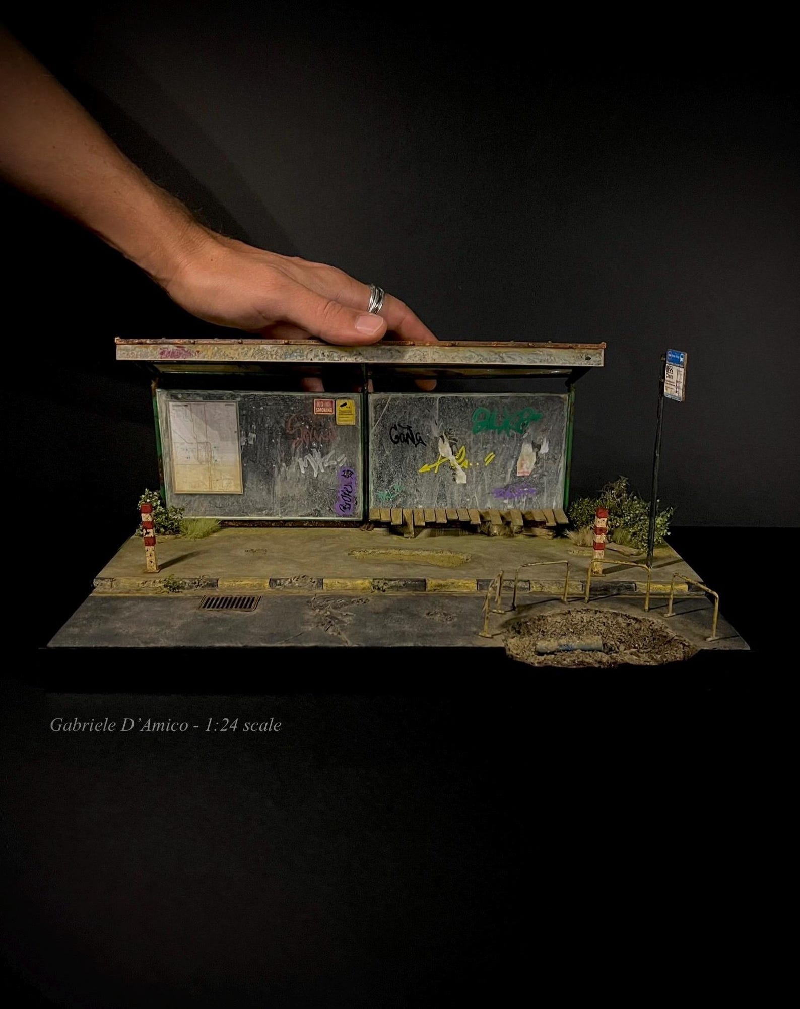 Haunting Abandoned Bus Stop Diorama - Hyper Realistic Miniature Display ...
