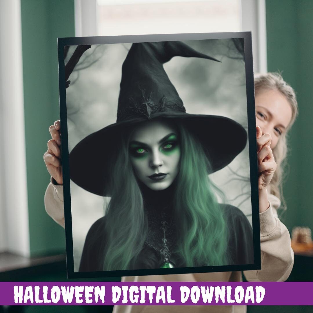 Witch Portrait Art Witchy Printable Digital Download Wall Art Halloween ...