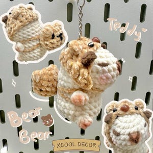 Crochet Capybara With Bag Keychain, Crochet Amigurumi Capybara, Crochet Funny Capybara Plush Toy ...