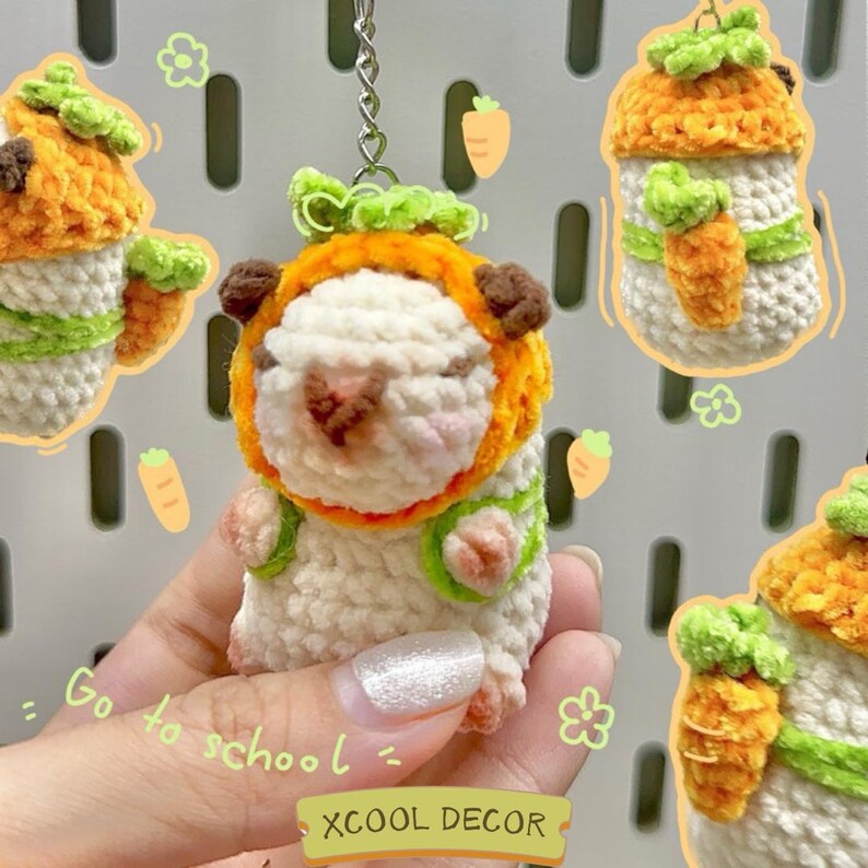 Crochet Capybara With Bag Keychain, Crochet Amigurumi Capybara, Crochet Funny Capybara Plush Toy ...