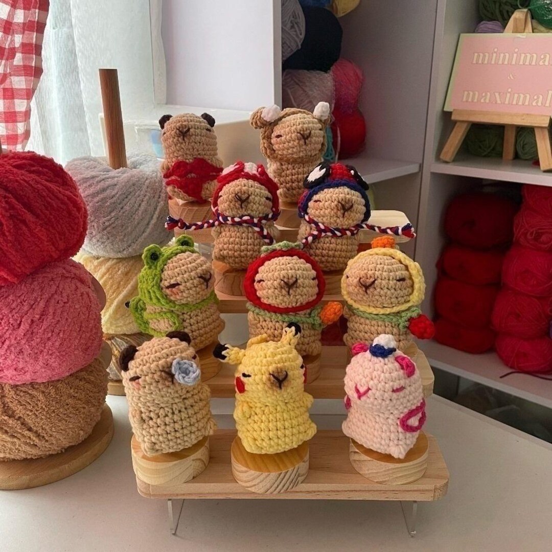Crochet Capybara Cosplay Keychain, Amigurumi Capybara, Crochet Funny ...