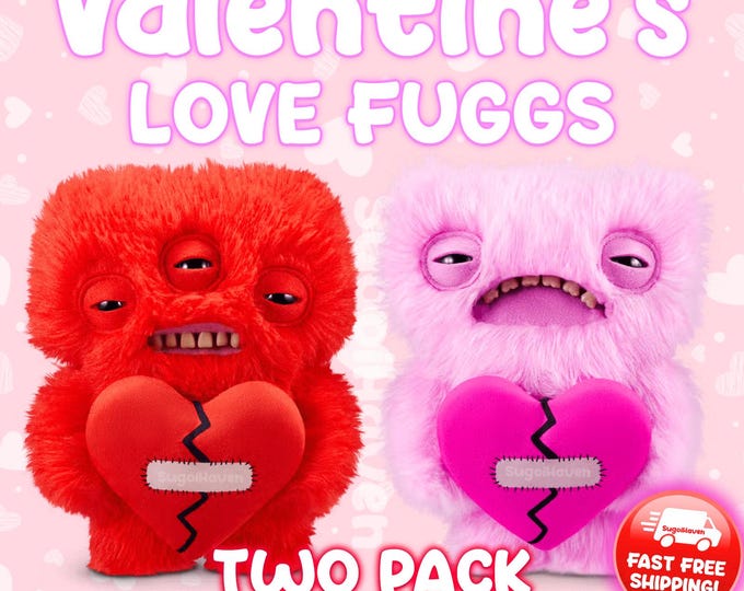New Fuggler Valentine's Day 'love Fuggs' 2-pack | Red & Pink Cute Plush Monsters | 2025 Limited ...