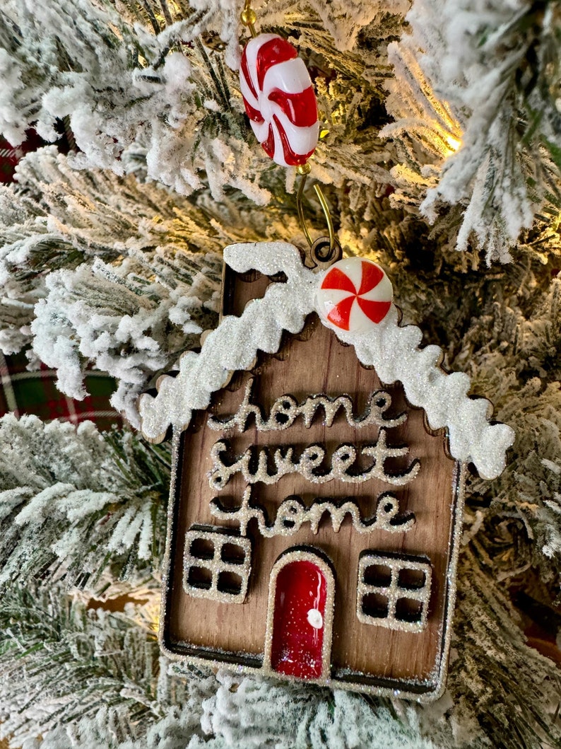 Handmade Gingerbread House Ornament – Home Sweet Home With Peppermint ...