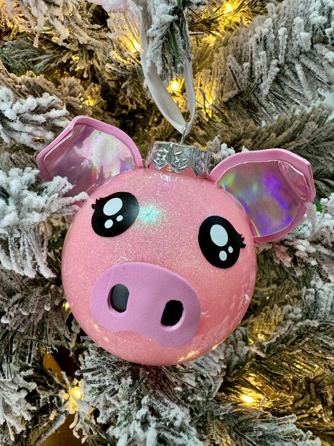 Pink Glitter Pig Ornament: Farm Animal Christmas Decor - Etsy