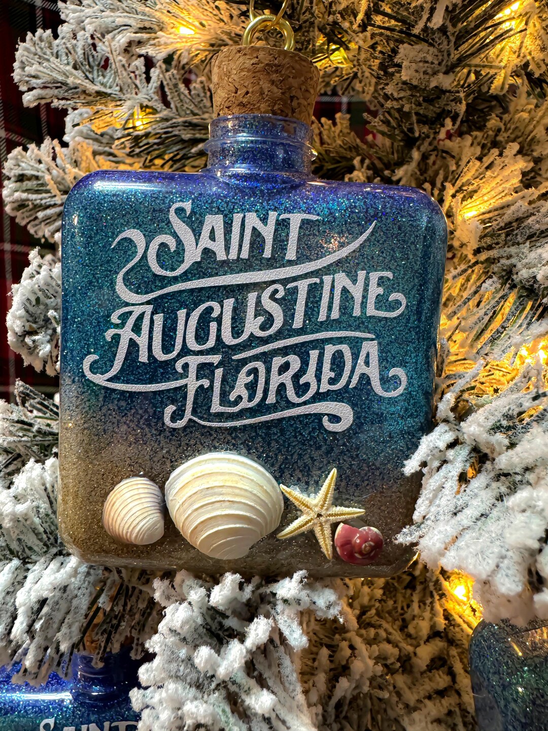 Custom Beach-themed Ornament With Glitter Gradient & Seashells ...
