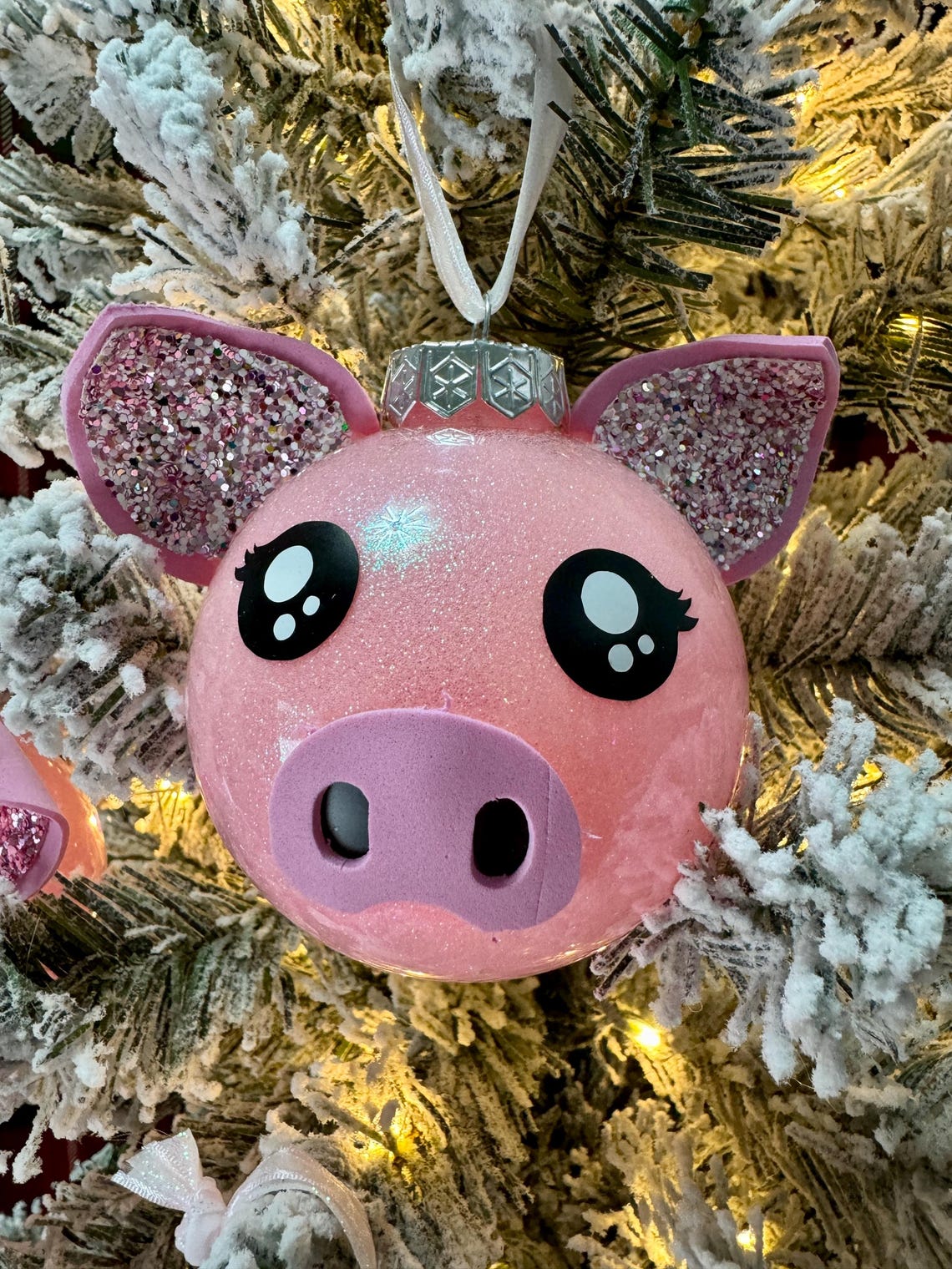 Pink Glitter Pig Ornament: Farm Animal Christmas Decor - Etsy
