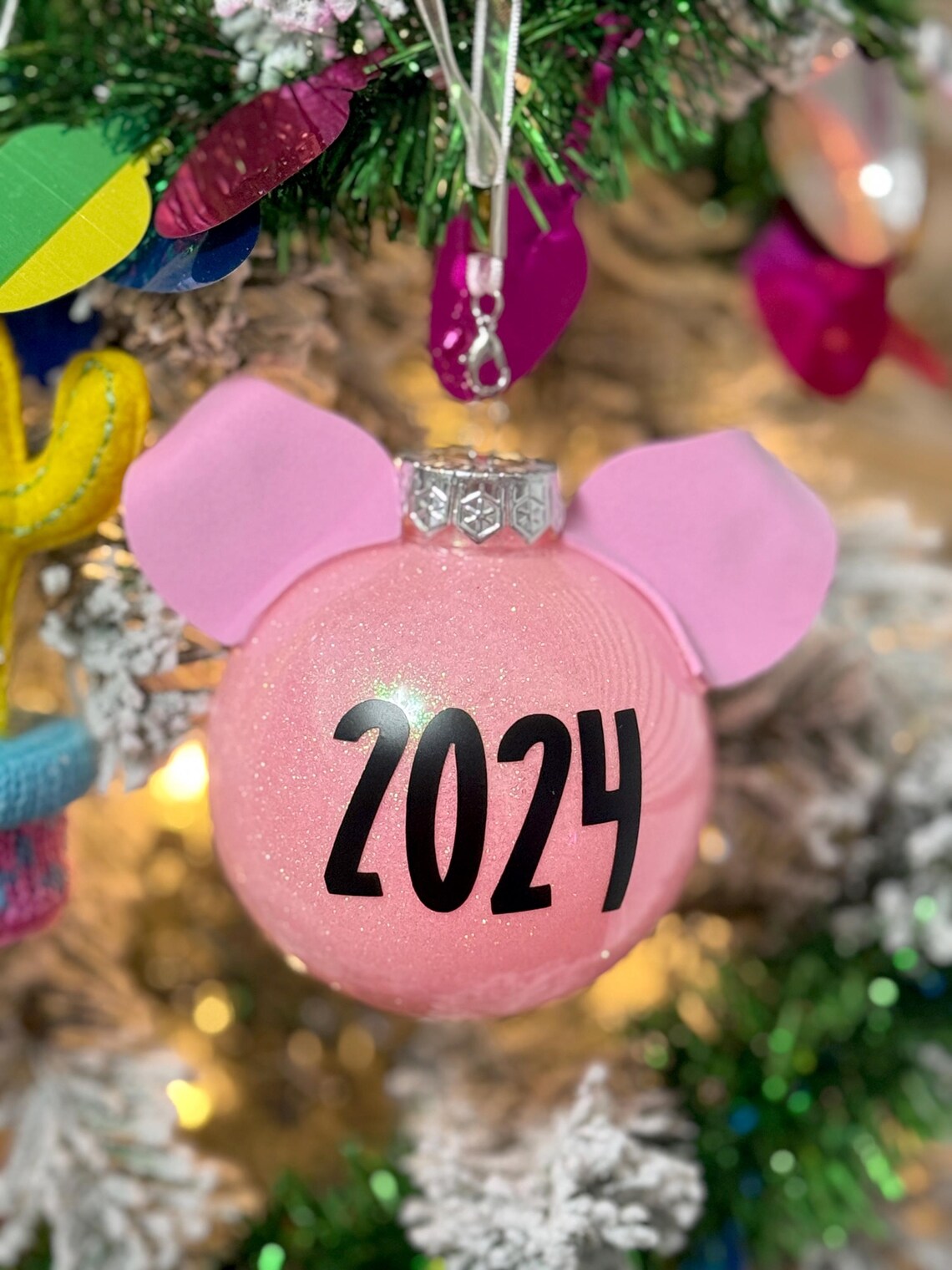 Pink Glitter Pig Ornament: Farm Animal Christmas Decor - Etsy