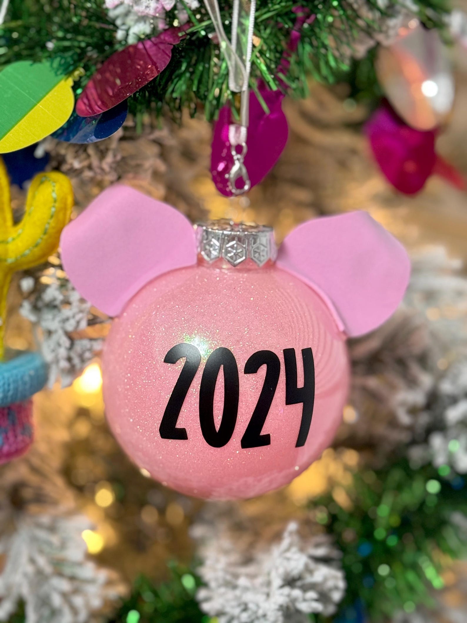 Pink Glitter Pig Ornament: Farm Animal Christmas Decor - Etsy