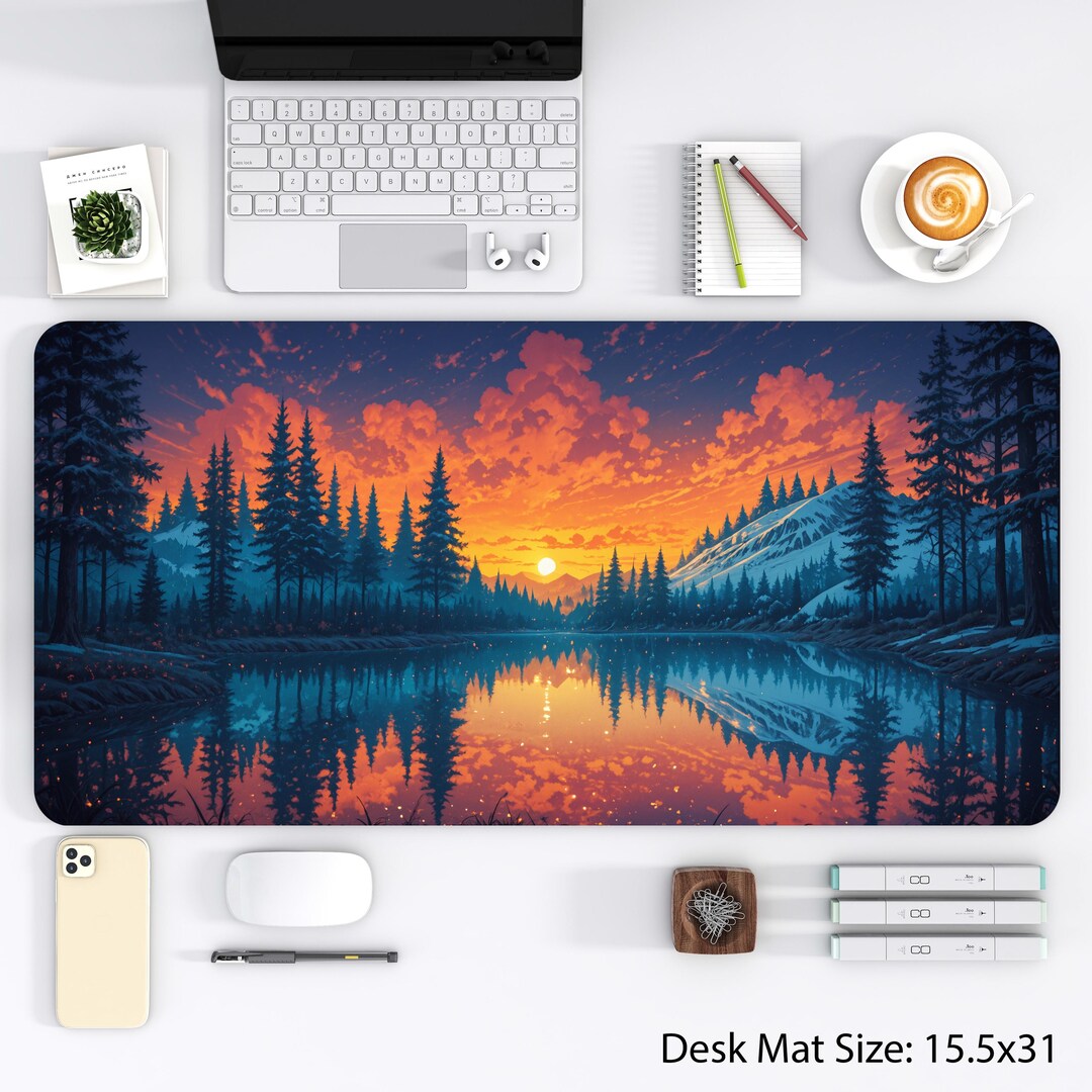 Lake at Dusk Desk Mat: Nature-themed Neoprene Work Station Decor - Etsy