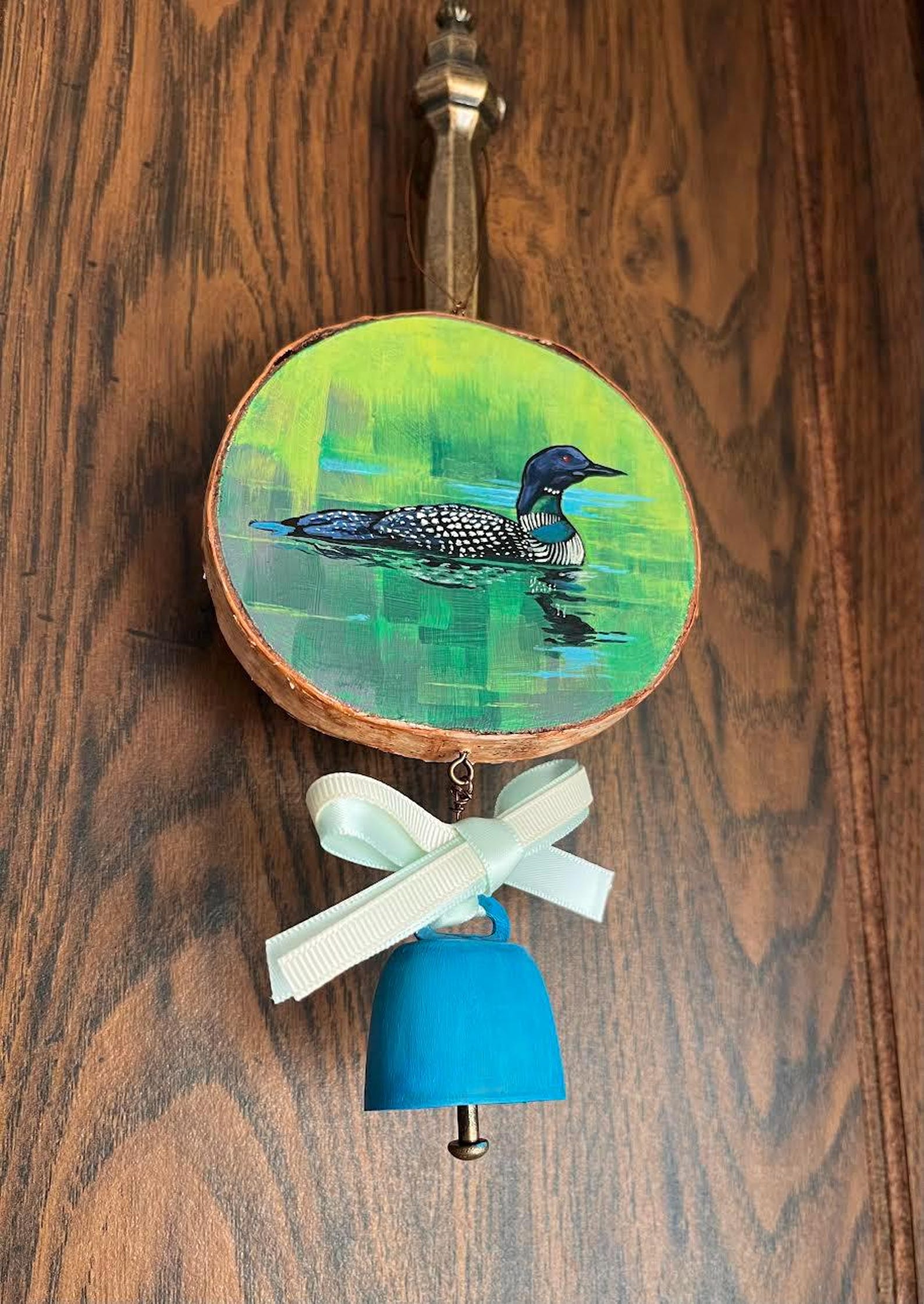 Common Loon With Bell & Bow, Painted Handmade Wood Ornament or Wall ...