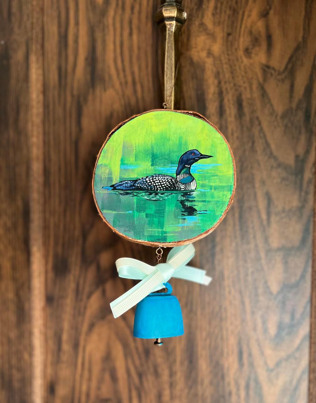 Common Loon With Bell & Bow, Painted Handmade Wood Ornament or Wall ...