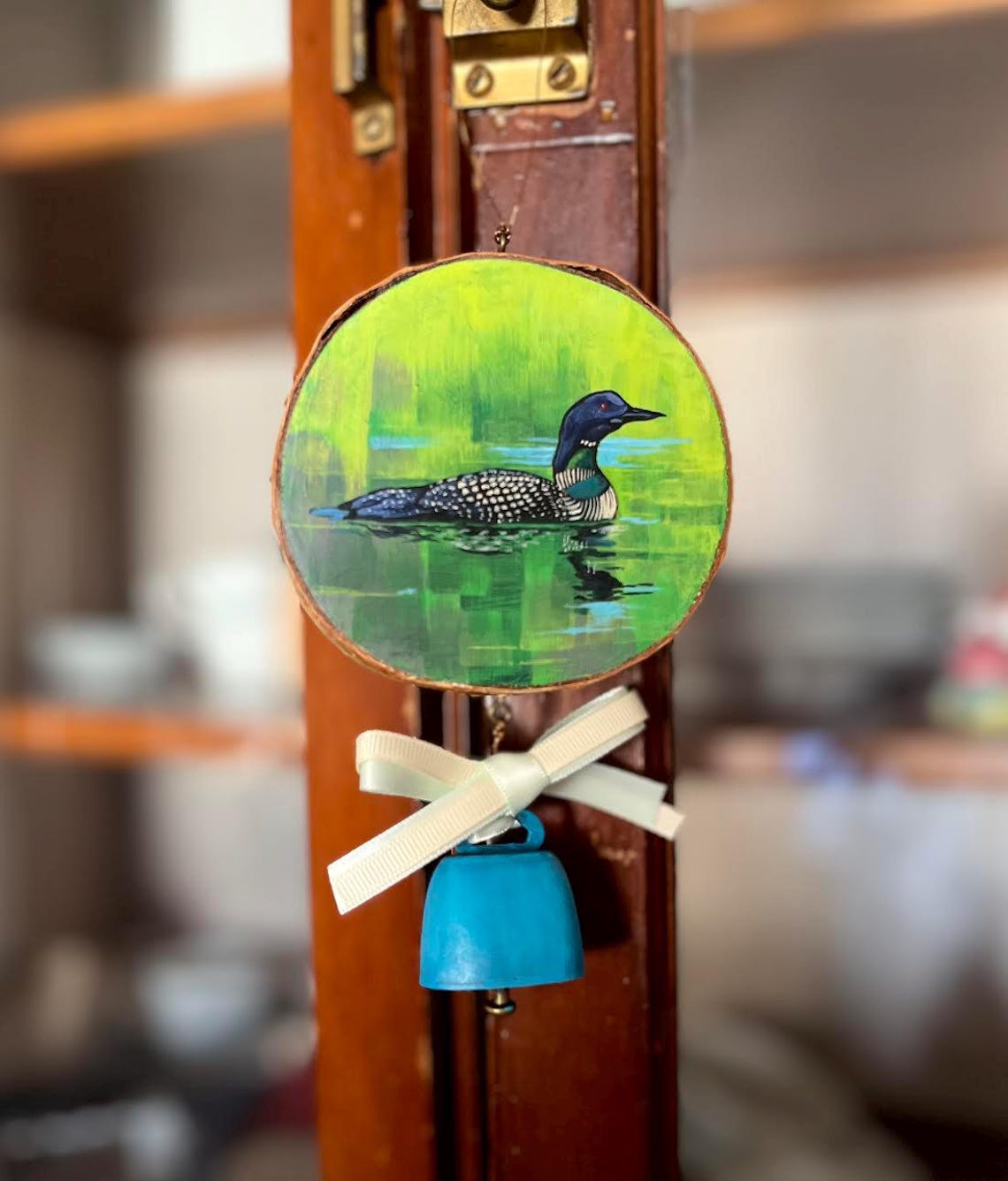 Common Loon With Bell & Bow, Painted Handmade Wood Ornament or Wall ...