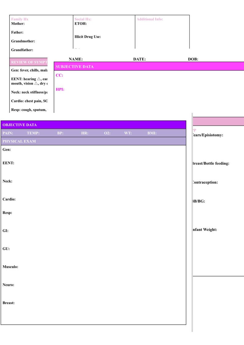 Postpartum Clinical SOAP Note - Etsy