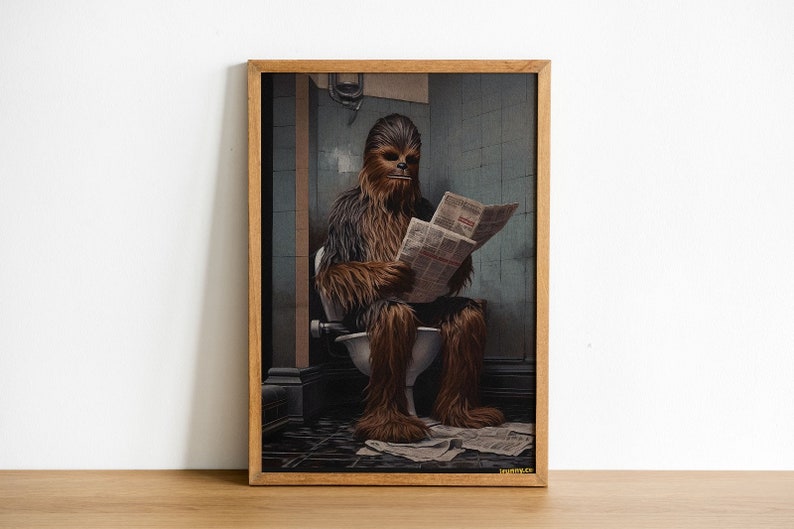Chewbacca Star Wars Bathroom Art Print: Funny Vintage Oil Painting - Etsy