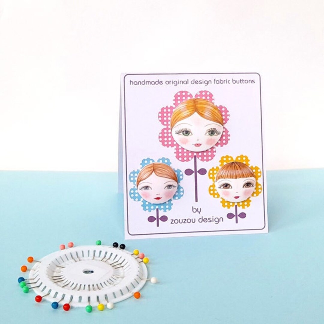 Unusual Covered Buttons, Doll Face Buttons, Sewing Notions, Novelty ...