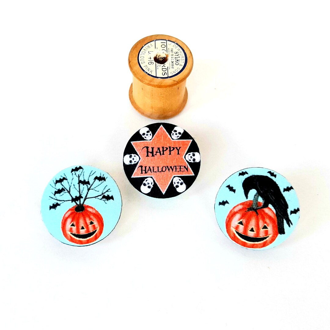Large Halloween Buttons for Crafts Crows Spooky Pumpkins - Etsy