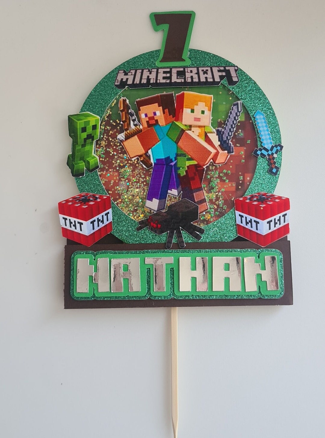 Cake Topper Shaker - Paper Decoration for Birthday Cake - Minecraft ...