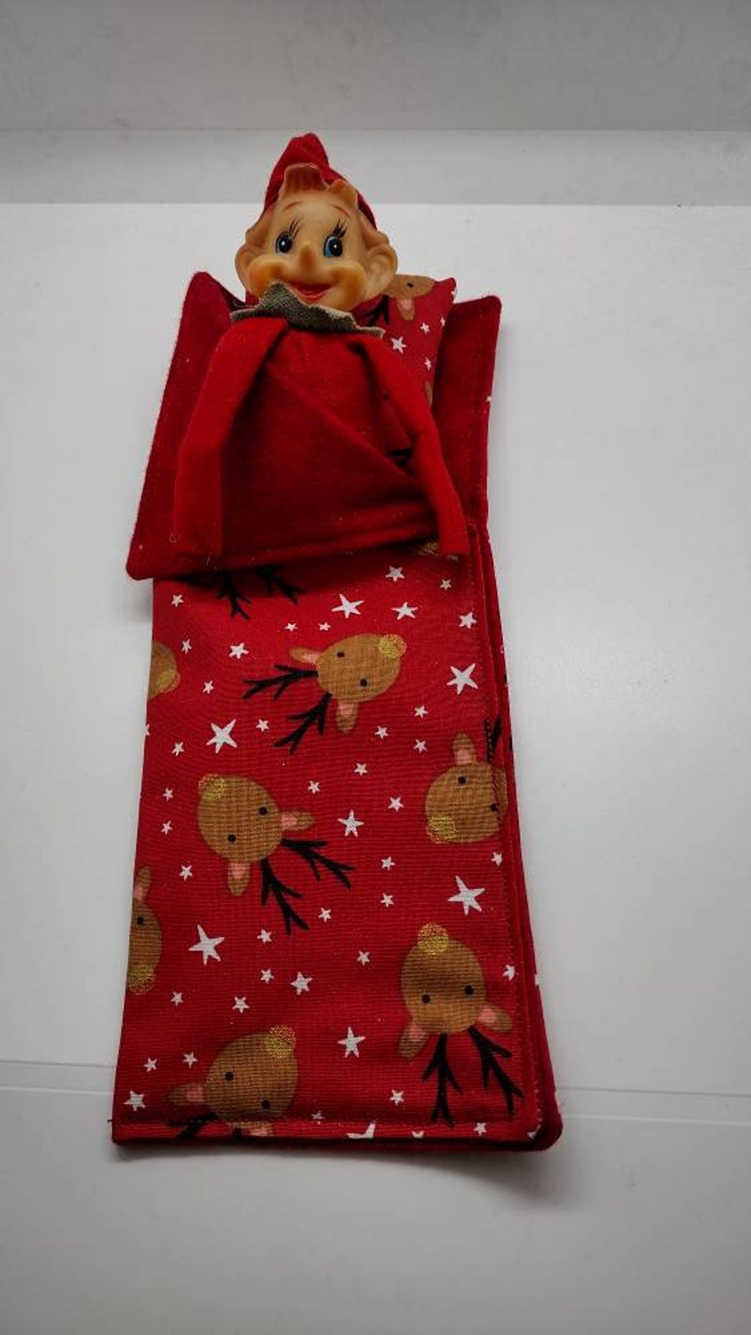 Elf Sleeping Bag and Pillow Red Reindeer Fabric FREE SHIPPING - Etsy