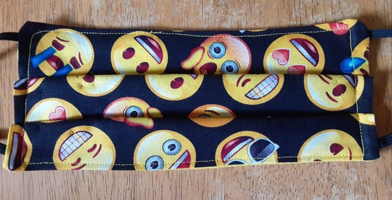 Face mask Emoji smiley faces print reusable cloth face mask | Etsy