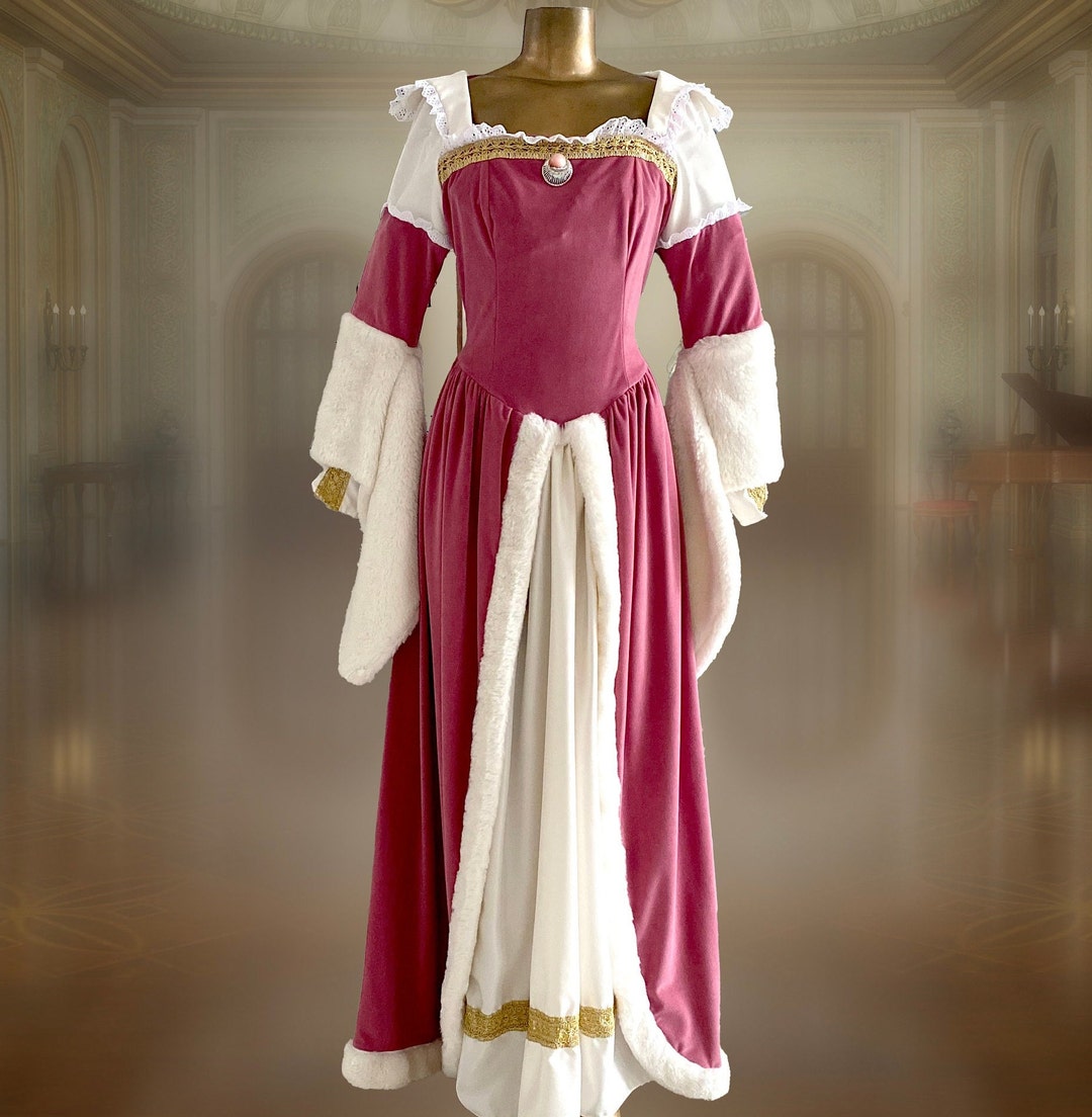 Bridgerton Style Regency Dress: Velvet Gown, Fur Sleeves (size M) - Etsy