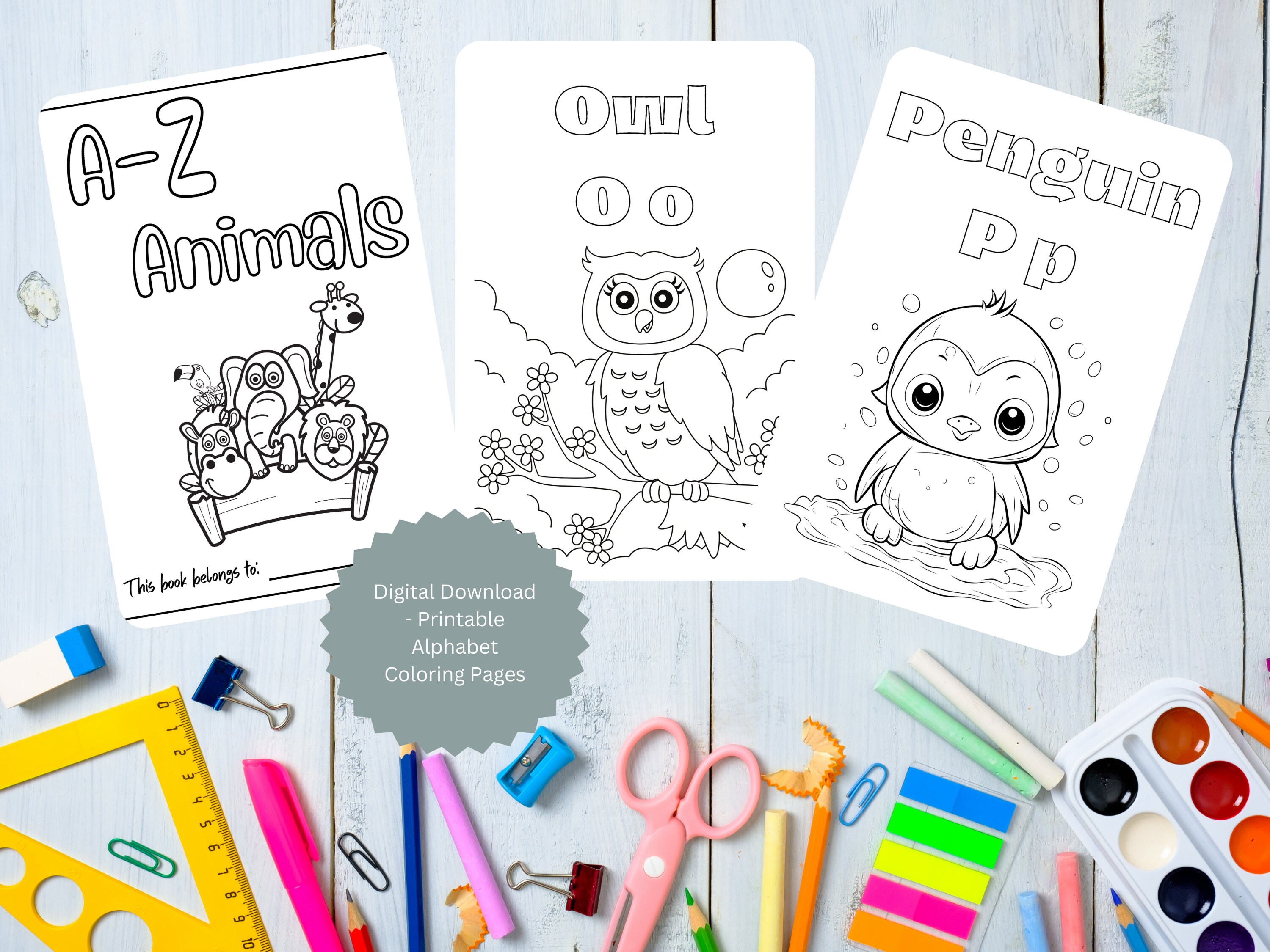 Printable Alphabet Animals Coloring Pages for Toddlers & Preschoolers ...