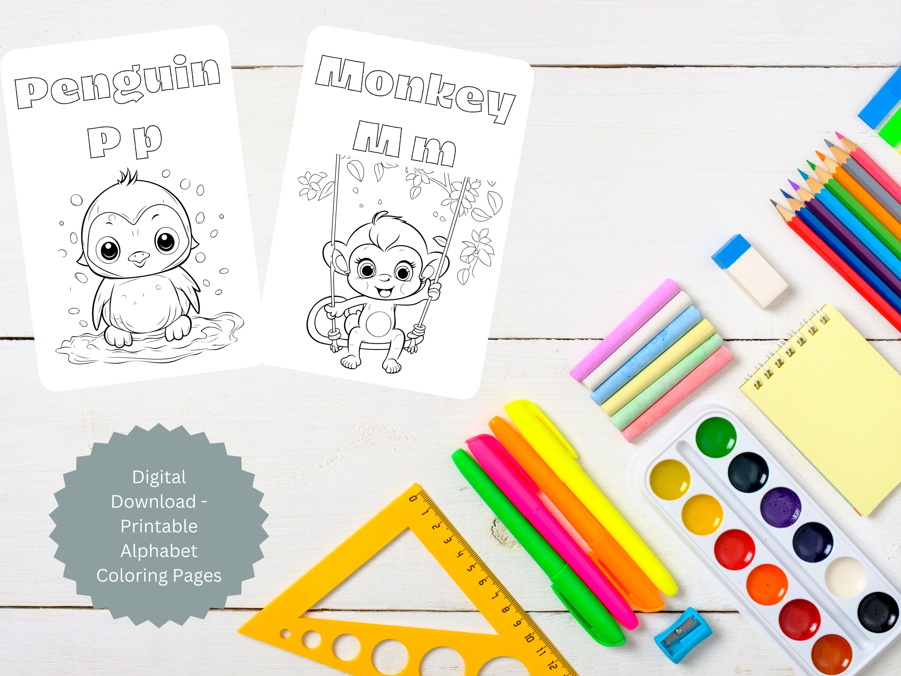 Printable Alphabet Animals Coloring Pages for Toddlers & Preschoolers ...