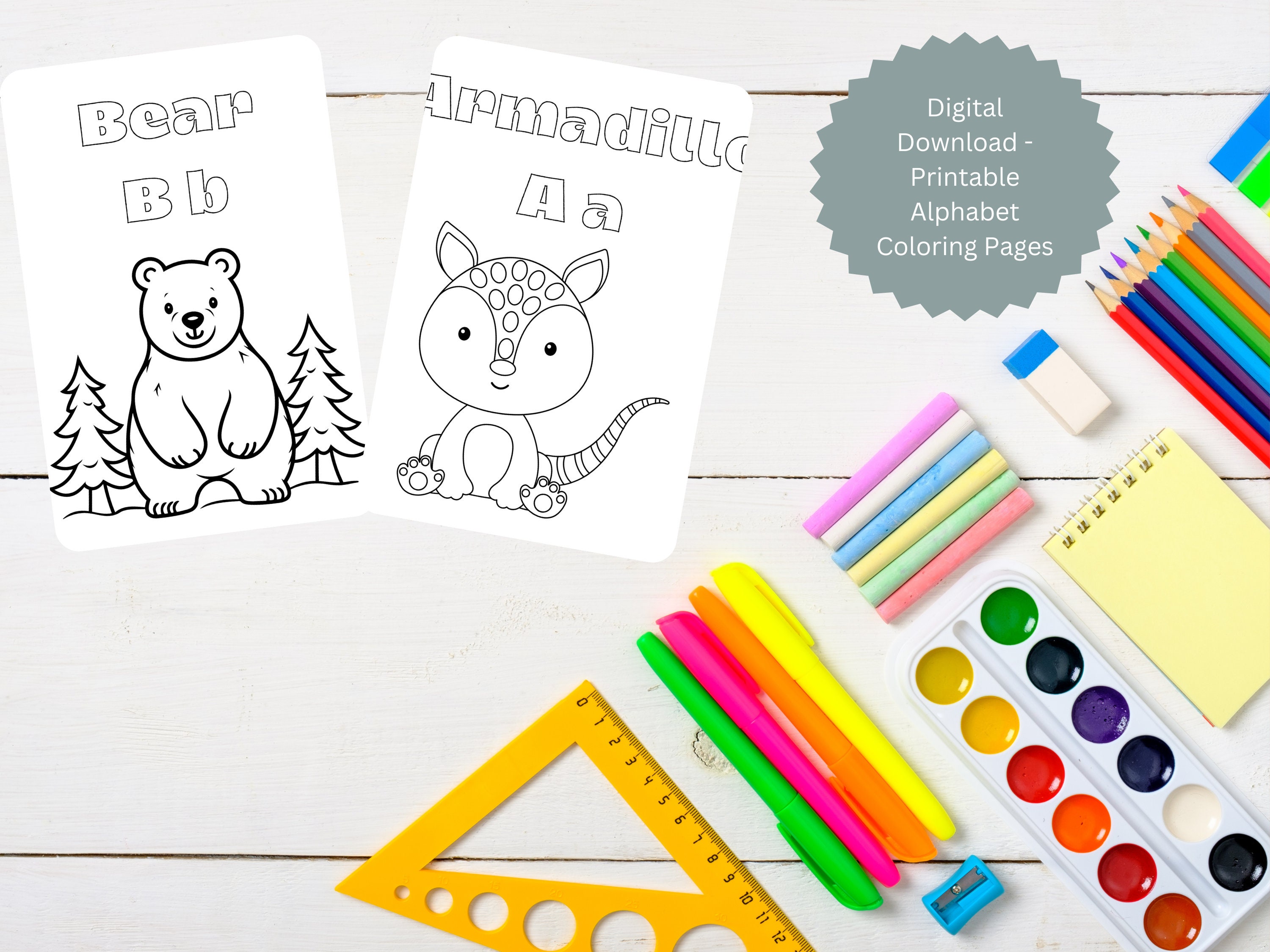 Printable Alphabet Animals Coloring Pages for Toddlers & Preschoolers ...