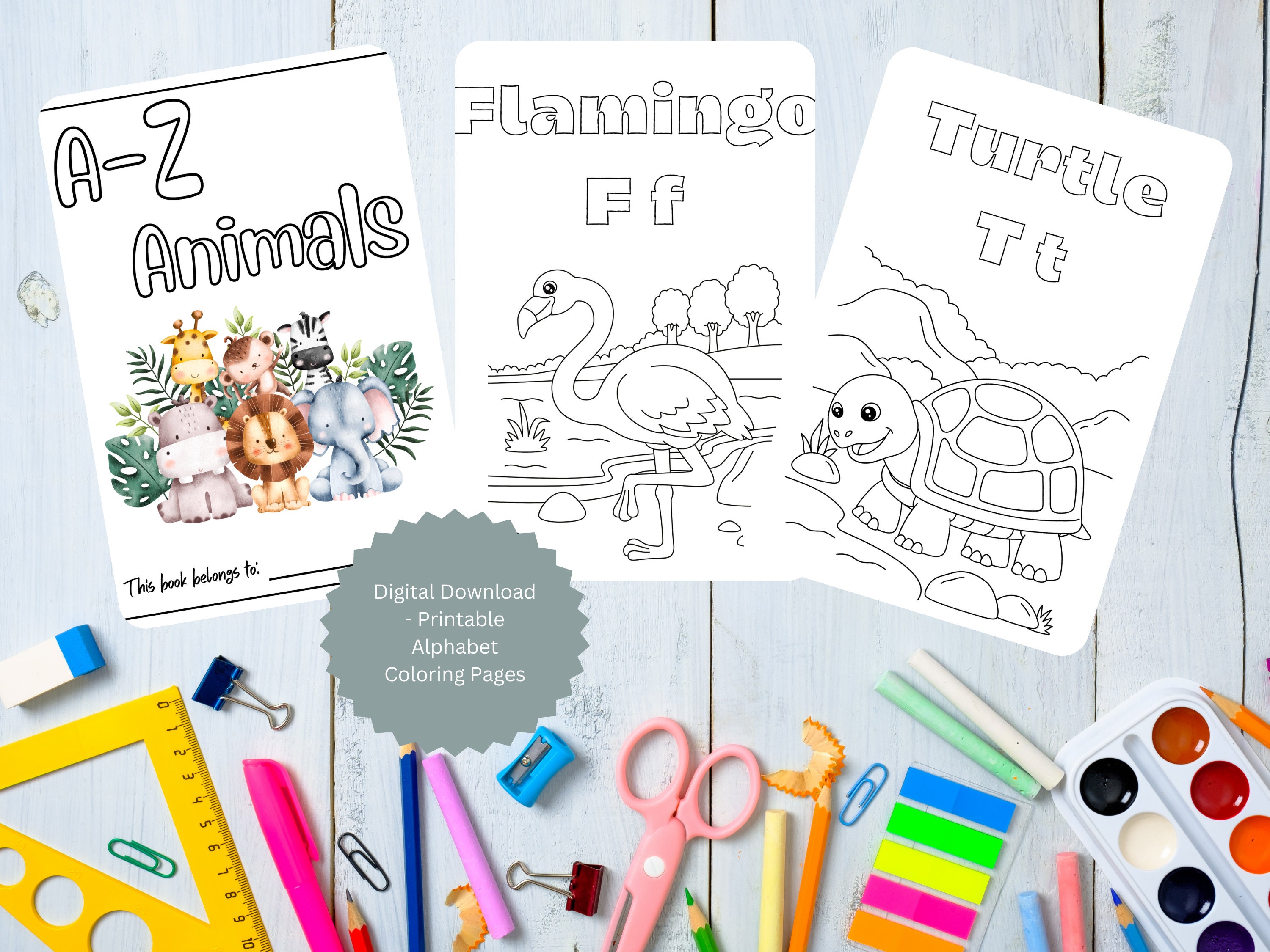 Printable Alphabet Animals Coloring Pages for Toddlers & Preschoolers ...