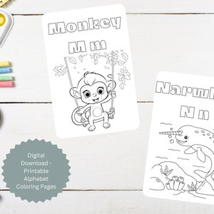 Printable Alphabet Animals Coloring Pages for Toddlers & Preschoolers ...