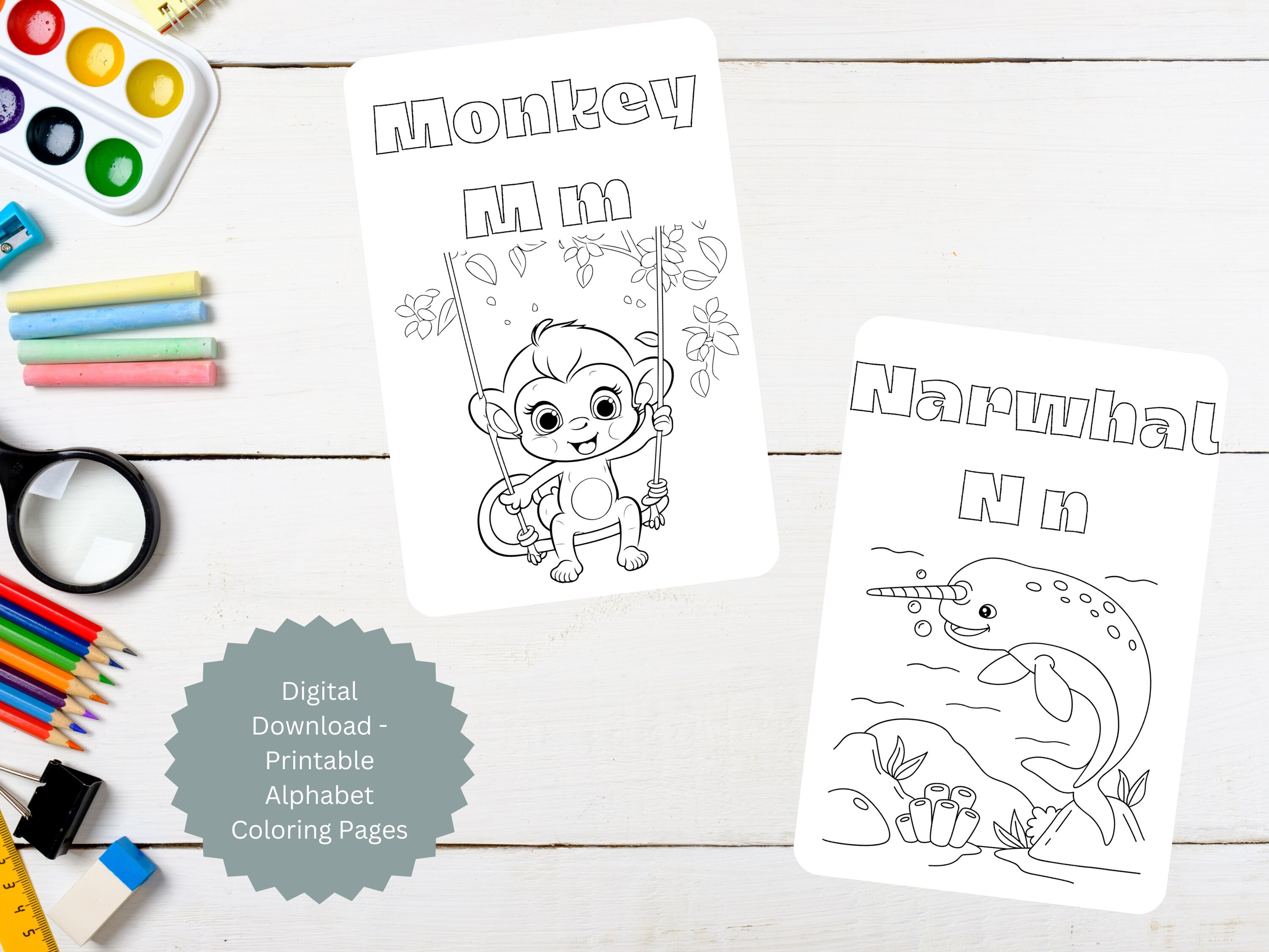 Printable Alphabet Animals Coloring Pages for Toddlers & Preschoolers ...
