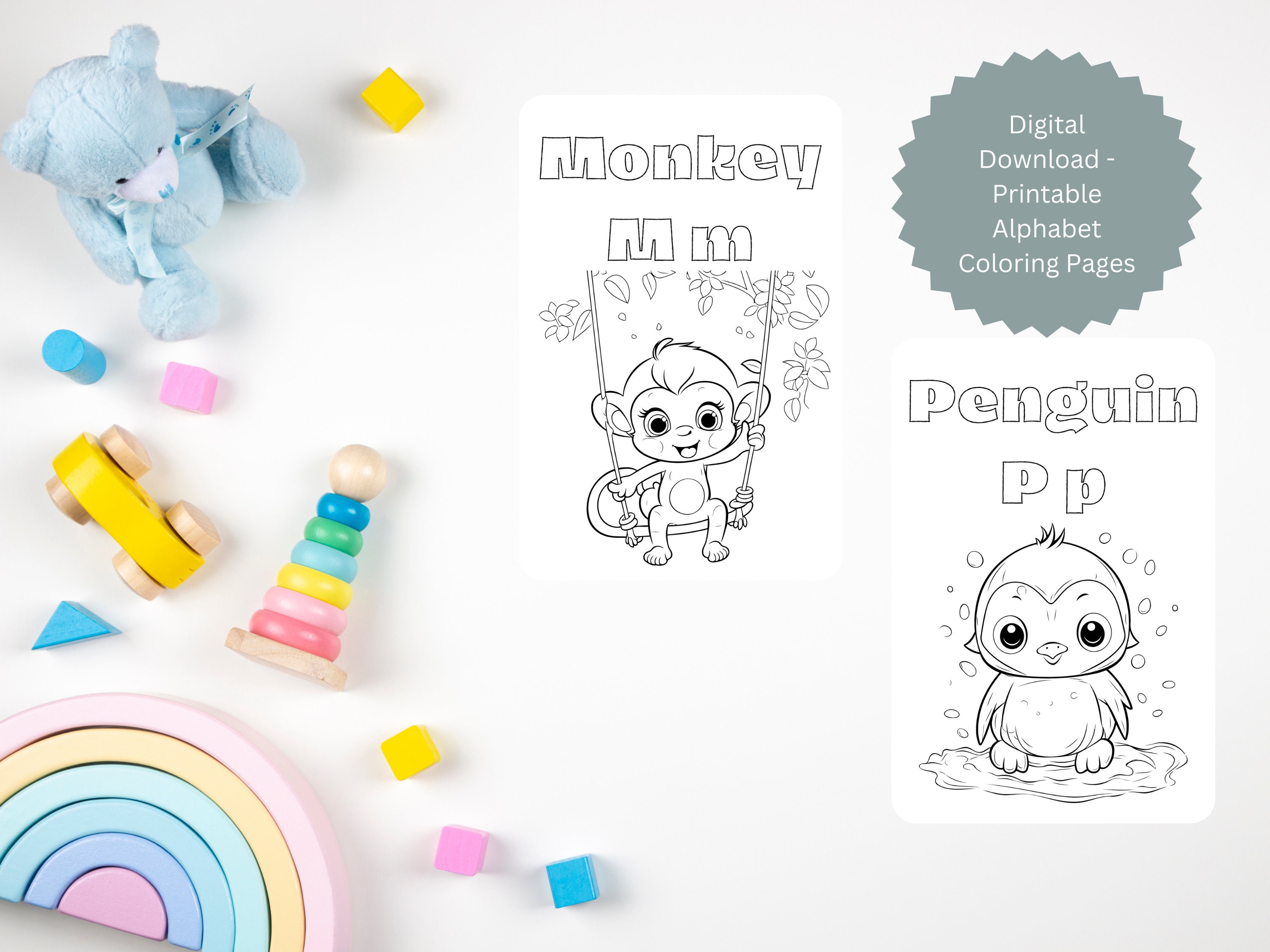 Printable Alphabet Animals Coloring Pages for Toddlers & Preschoolers ...