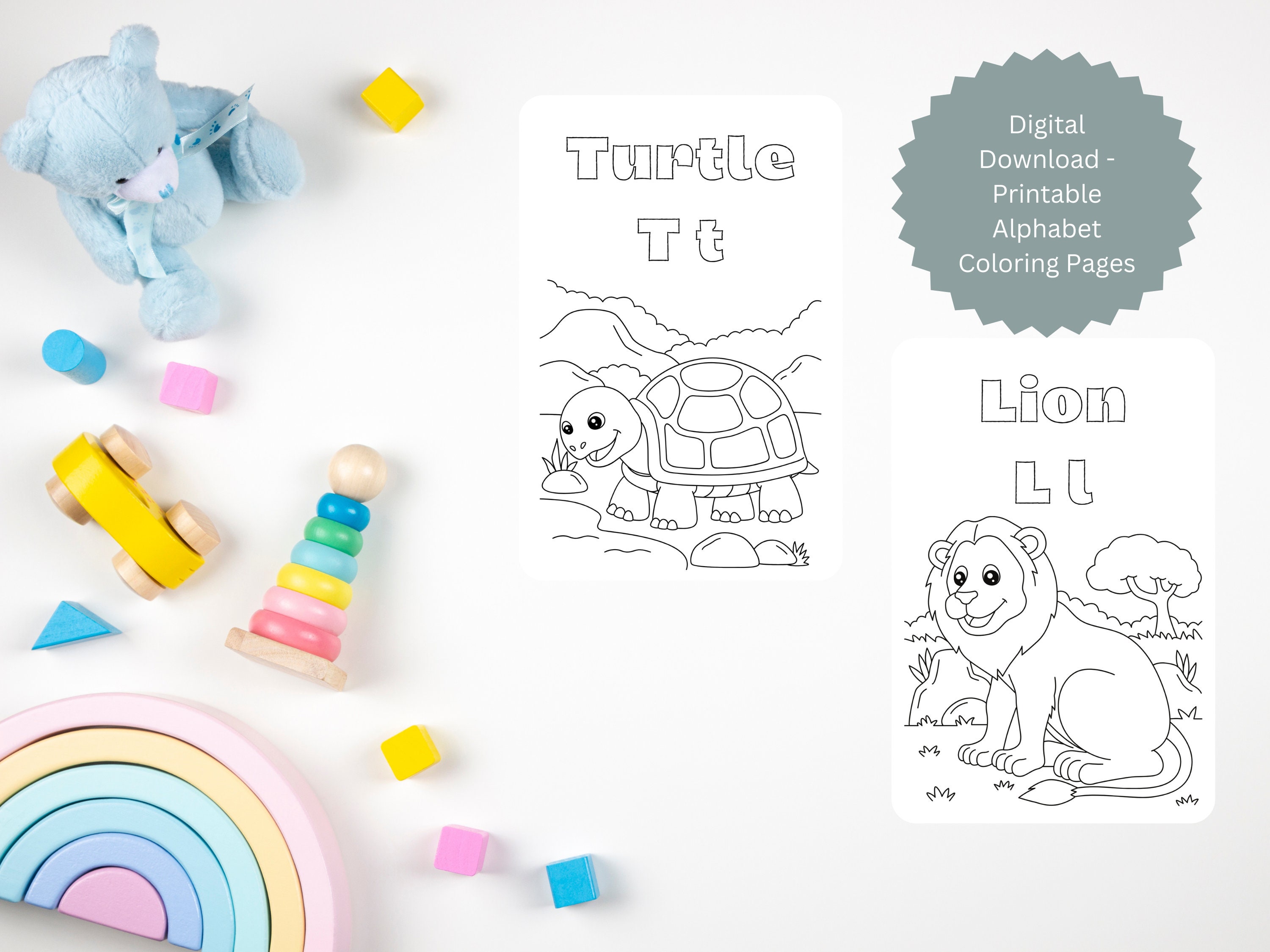 Printable Alphabet Animals Coloring Pages for Toddlers & Preschoolers ...