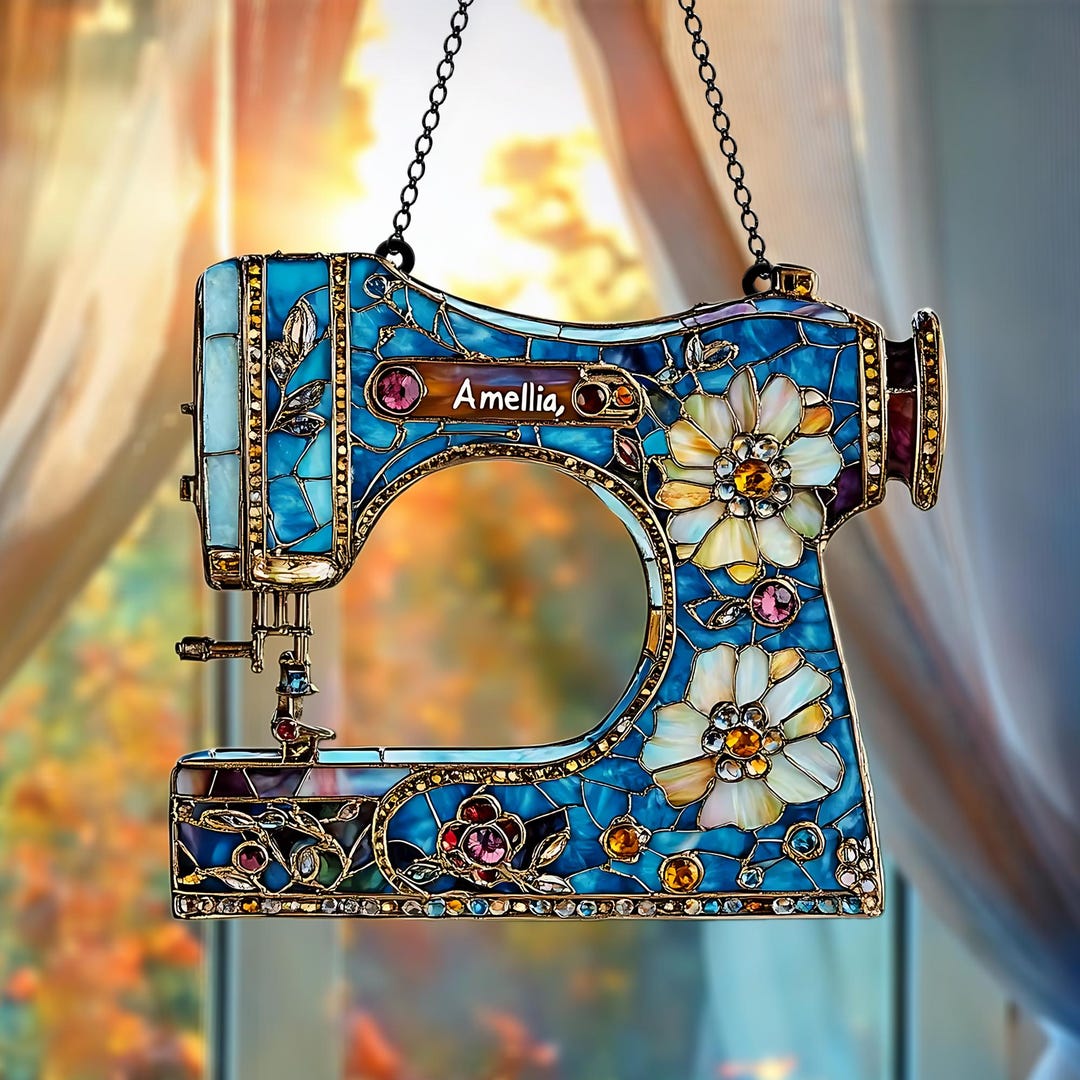 SALE 50% Sewing Machine ACRYLIC SUNCATCHER Quilting Acrylic Window ...