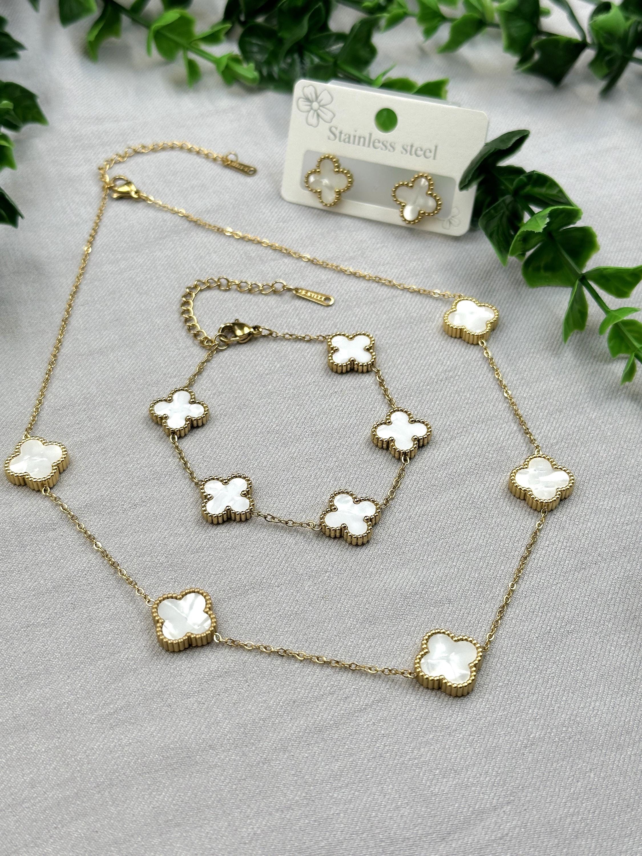 Adjustable 18K Gold Plated Stylish Four Leaf Clover Necklace and ...