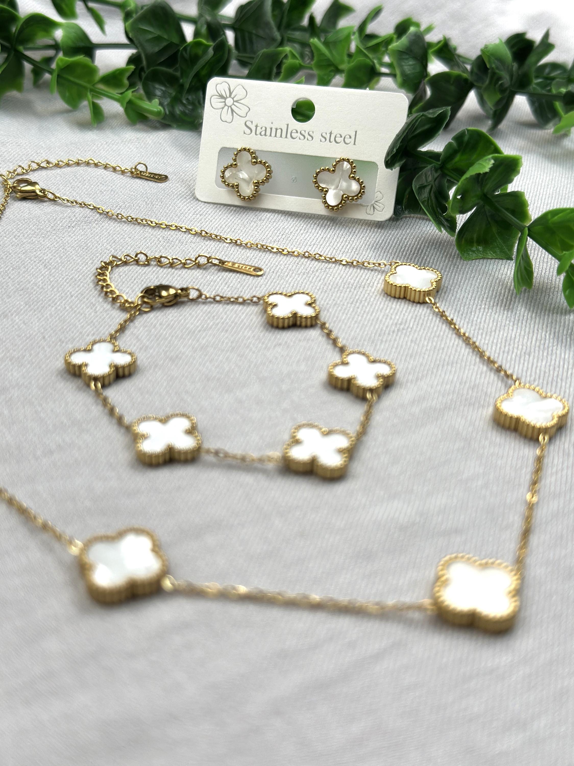 Adjustable 18K Gold Plated Stylish Four Leaf Clover Necklace and ...
