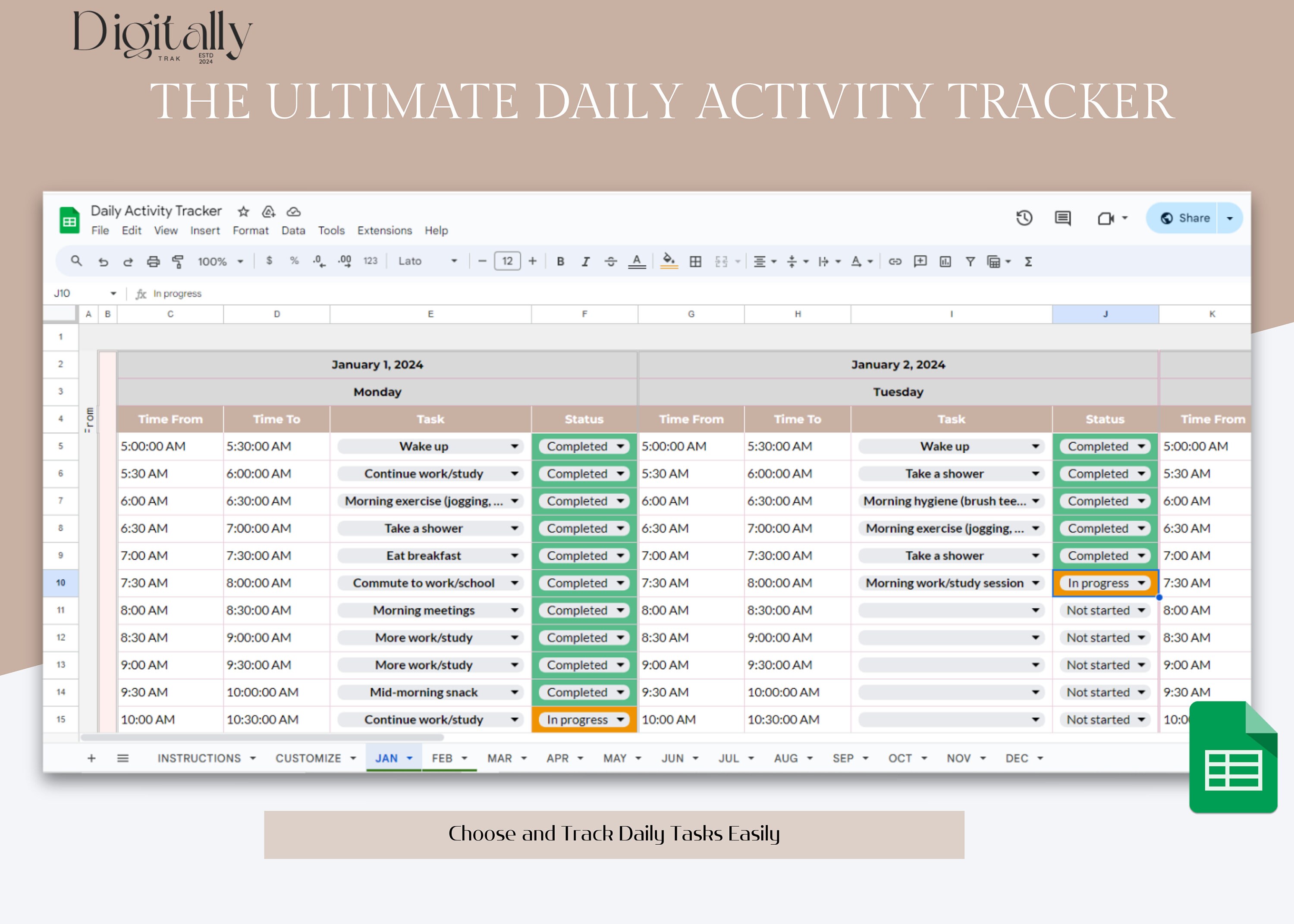 Daily Activity Tracker | Weekly Planner | Monthly Task Organizer ...