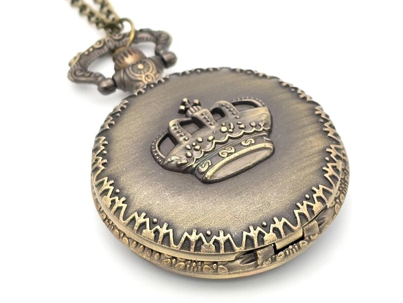 Royal Crown Pocket Watch - Vintage Pendant Necklace for King, Queen ...