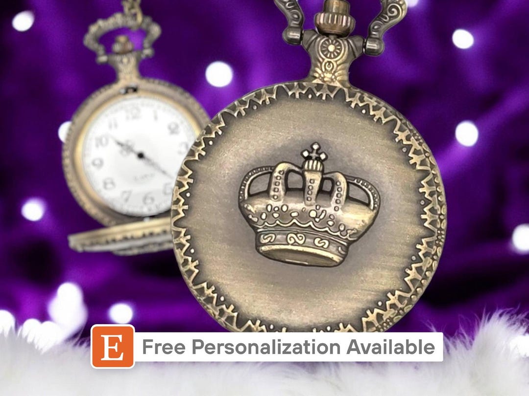 Royal Crown Pocket Watch - Vintage Pendant Necklace for King, Queen ...