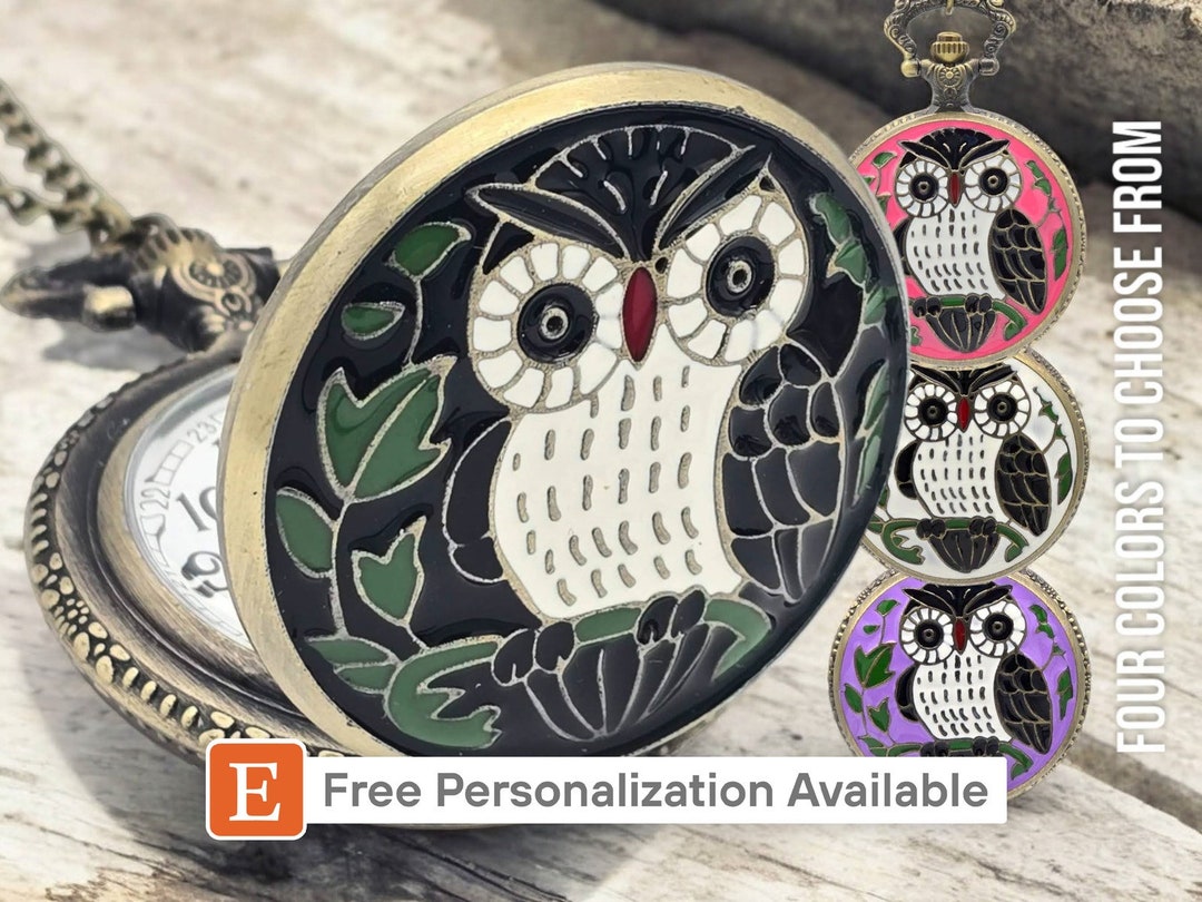 Colorful Enamel Owl Pocket Watch – Unique Gift for Nature Lovers ...