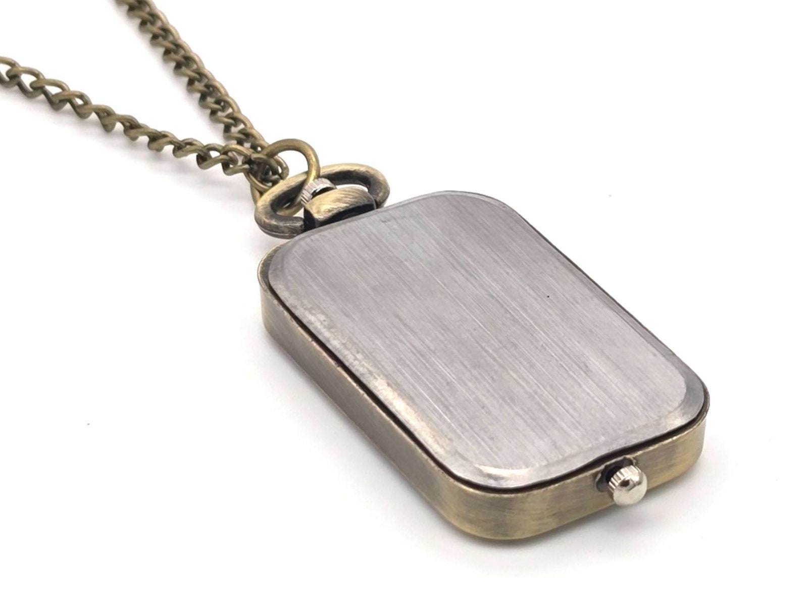 Vintage Look Dual Time Zone Pendant Watch - Brass Necklace, Retro ...