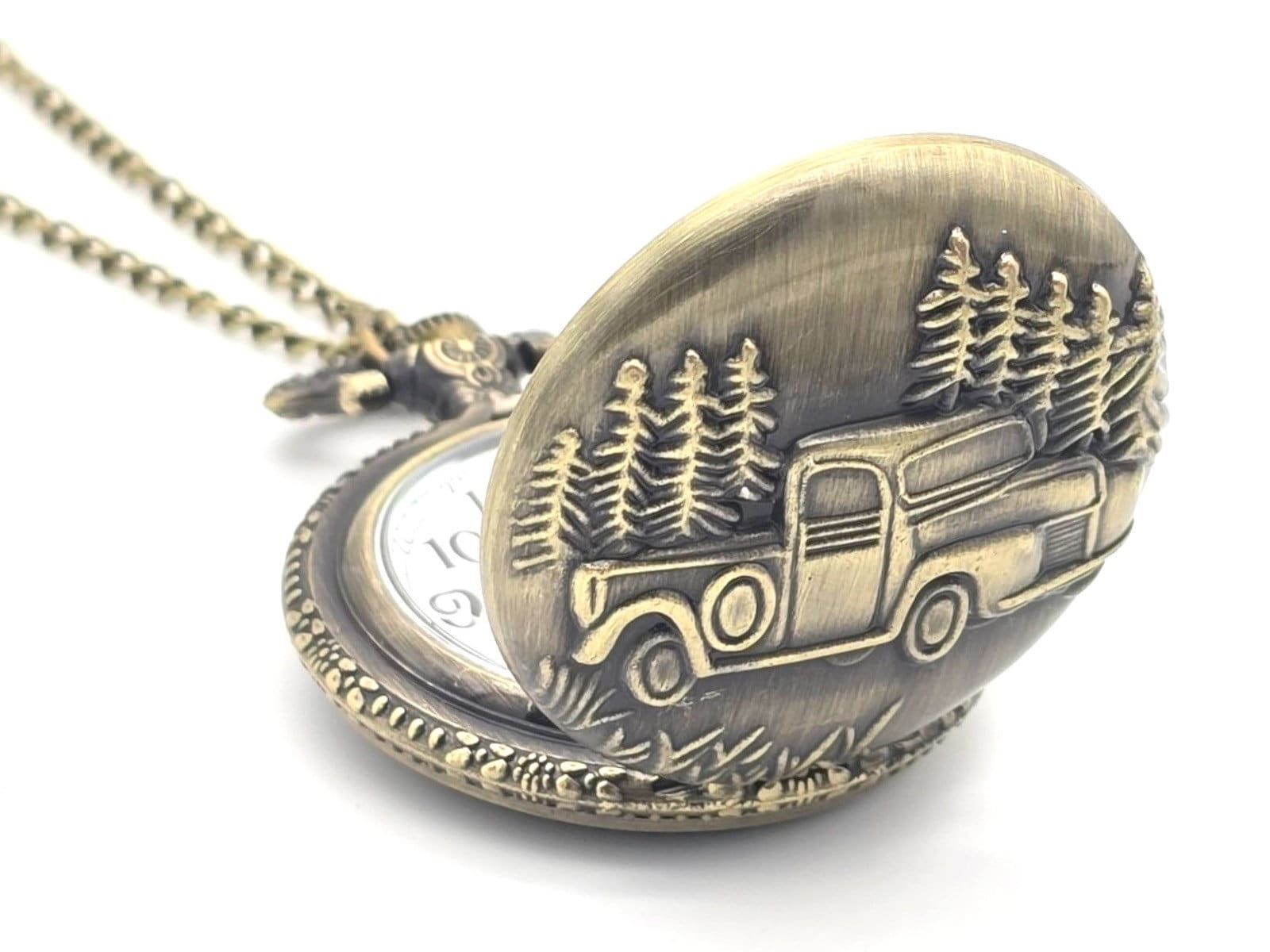 Vintage Look Pickup Truck Pocket Watch - Rustic Bronze Timepiece for ...
